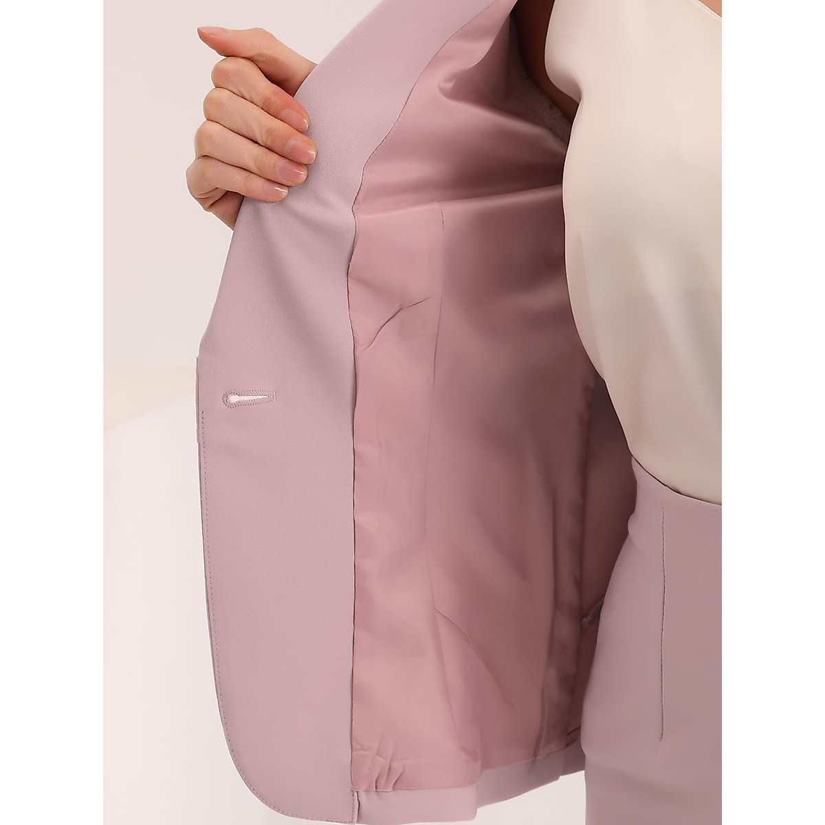 Allegra K Women's 2 Piece Suit Skirt Set Business Casual Long Sleeve Blazer and Pencil Skirt X-Large Pink