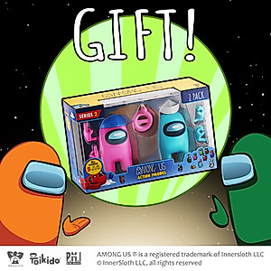 P.M.I. Among Us Action Figures | Two of Four 4.5-Inch-Tall Collectibles | Among Us Toys and Playable Mini Toys | Cyan Ghost and Pink Crewmate with 5 Accessories: Hats and Hands