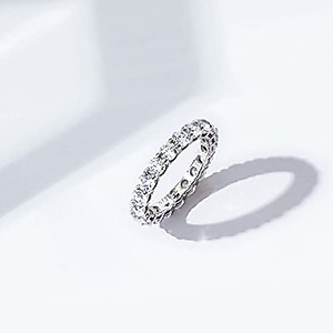 Amazon Essentials Platinum-Plated Sterling Silver All-Around Band Ring set with Round Infinite Elements Cubic Zirconia (3 cttw), Size 6 (previously Amazon Collection)