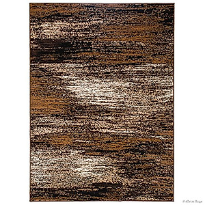 Allstar 5x7 Chocolate Modern and Contemporary Rectangular Accent Rug with Mocha and Ivory Abstract Brush Streak Design (4' 11" X 6' 11")