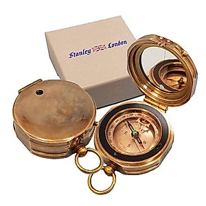 Premium Large Antique Brass Compass Gift for Men, Him, Son | Engraved Compass Personalized | Optional Laser Engraved Wood Box