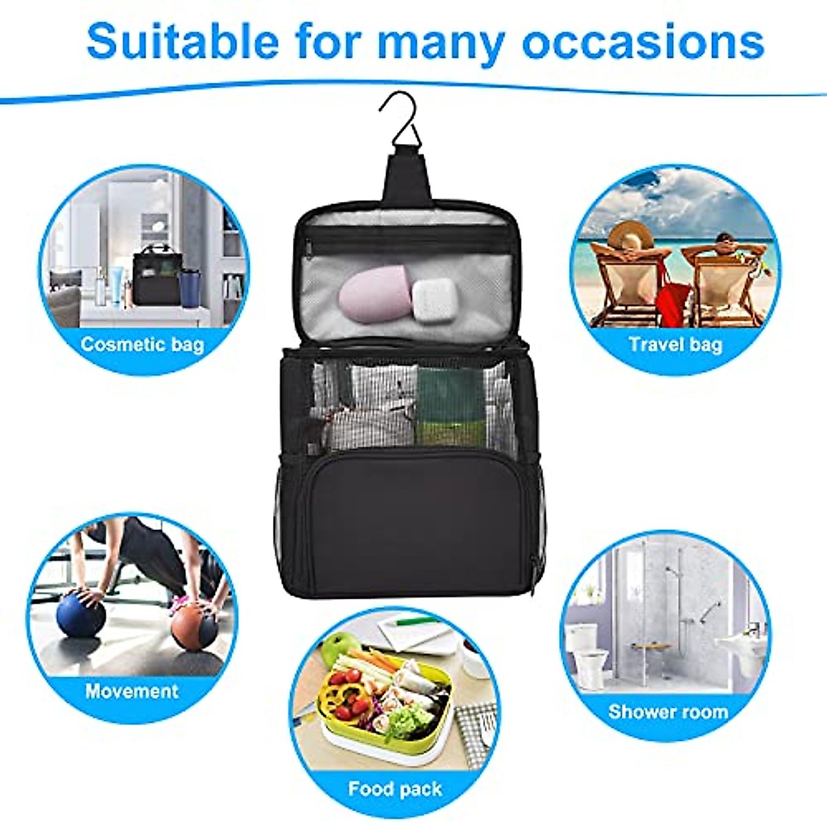 Conliga Portable Shower Caddy ， (Updated Version, Full Size Bottle Compatible), Hanging Toiletry Bag， Large Capacity，Water-resistant Easy Dry