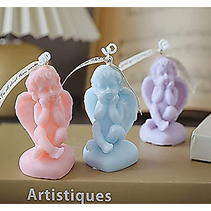 Cute Angel Shaped Scented Candle,50G Aroma Soy Wax Decorative Candle,Handmade Aesthetic Candlefor Table Photo Prop Birthday Gift,Prefect for Meditation Stress Relief Mood Boosting Bath Yoga (Pink)
