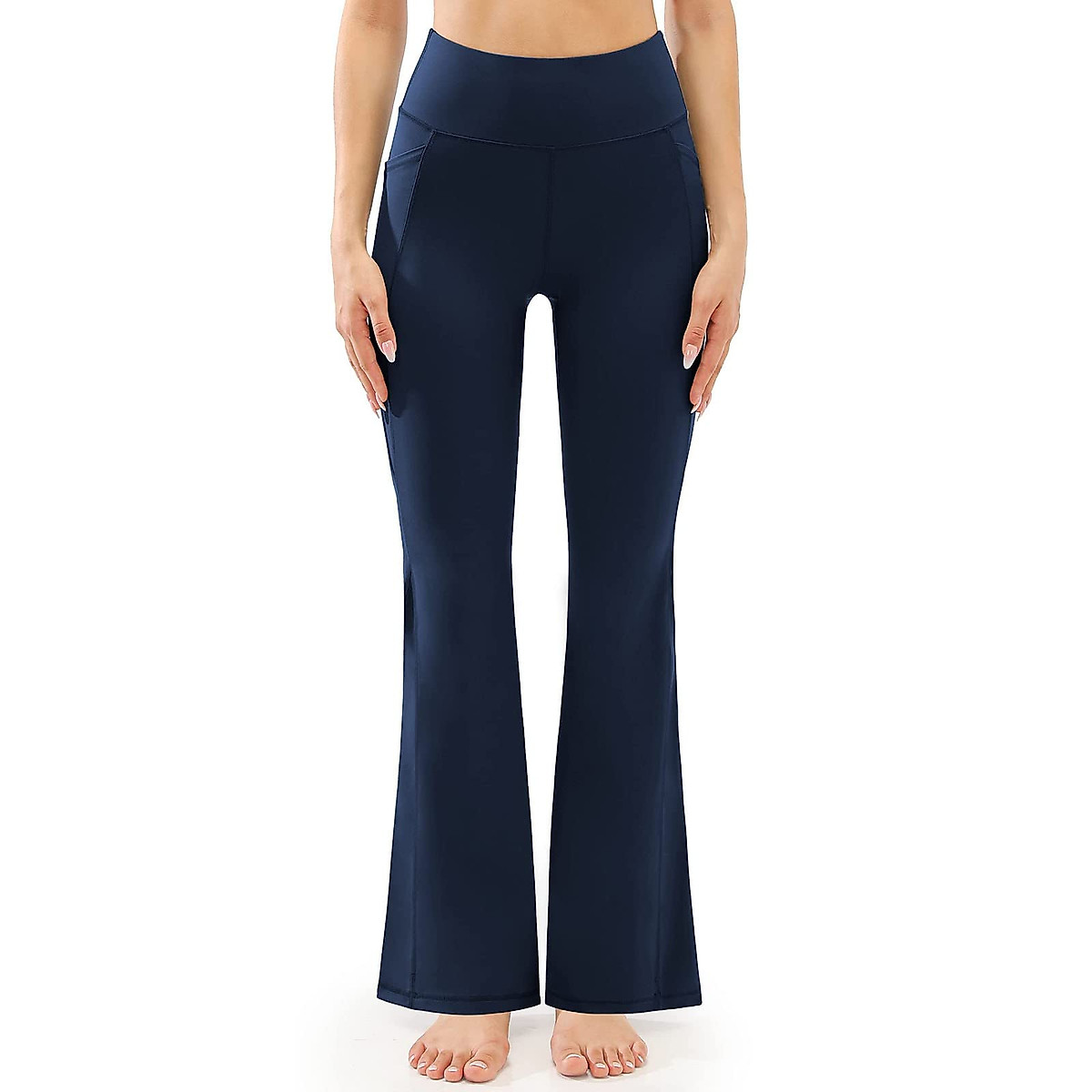 MEKOUIYE Workout Flare Yoga Dress Pants for Women Bootcut High Waist Tummy Bootcut Yoga Pants Bootleg Work Pants for Women A-Navy