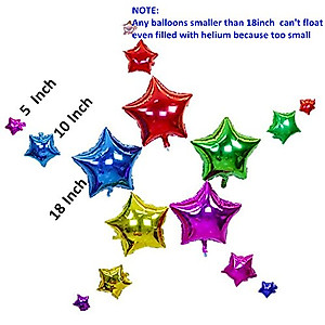 (Pack of 20) Assorted Color Small 5 Star Helium Foil Balloons for Wedding Birthday Anniversary Graduation Party Decoration (5 Inch)