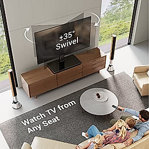 AM alphamount Swivel Universal TV Stand for 32-80 Inch LED/LCD/OLED TVs Tabletop TV Base Holds up to 99lbs Height Adjustable TV Mount with Tempered Glass Base Max VESA 600X400mm- APTVS08