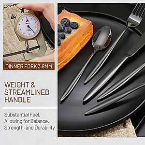 PUREAIN Silverware Set, 40 Pieces Flatware Set for 8, Anti-rust Stainless Steel Cutlery Set Including Fork Spoon and Knife, Dishwasher Safe, Black