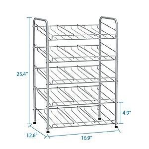 HEOMU 5 Tier Can Rack Organizer, Can Storage Dispenser Holder, Canned Food Storage Organizer for Kitchen Pantry Cabinets Organization and Storage, Silver