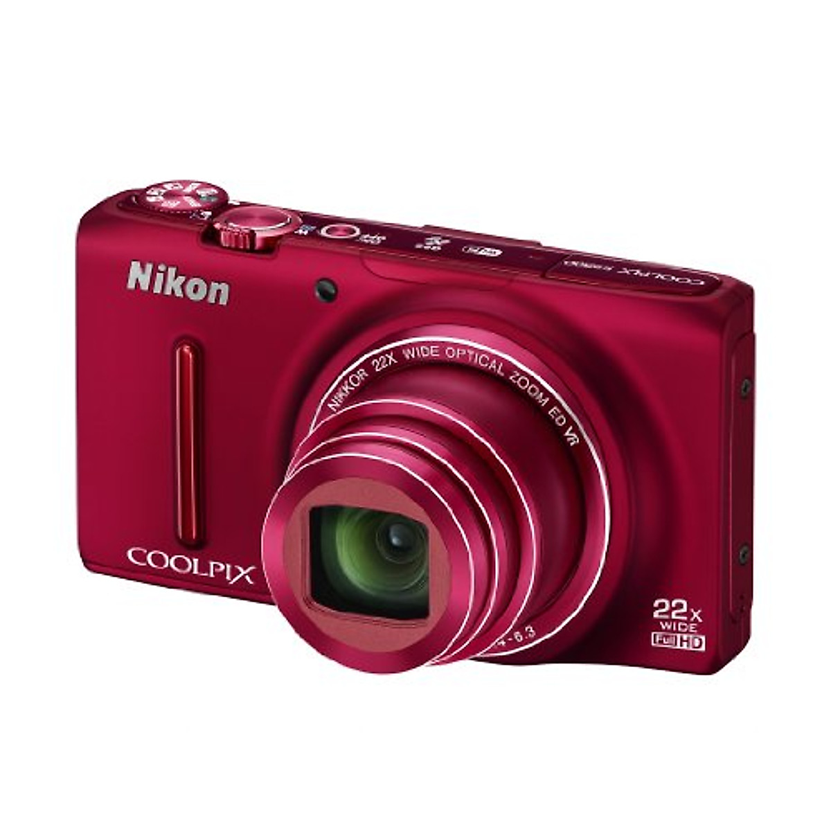 Nikon COOLPIX S9500 Wi-Fi Digital Camera with 22x Zoom and GPS (Red) (OLD MODEL)