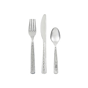 Mozaik Premium Plastic Hammered Stainless Steel Coated Assorted Cutlery, 120 pieces