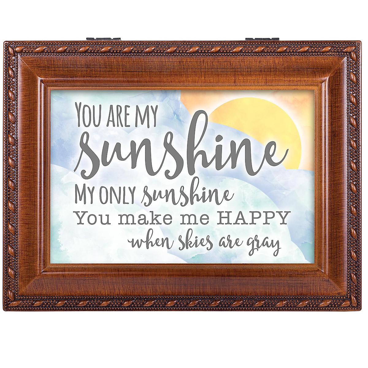 Cottage Garden You are My Only Sunshine Happy Woodgrain Keepsake Music Box Plays You are My Sunshine