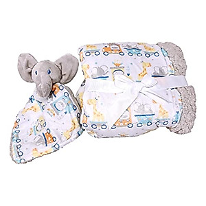 SONA G DESIGNS Lovey with Plush Security Blanket for Newborn Infant Baby (Gray Elephant Set)
