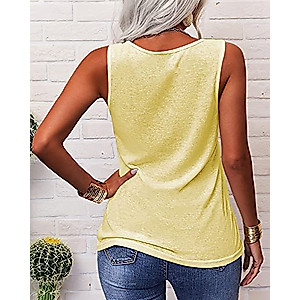 Dellytop Women Summer Scoop Neck Tank Tops Sleeveless Loose Fit Shirts Yellow