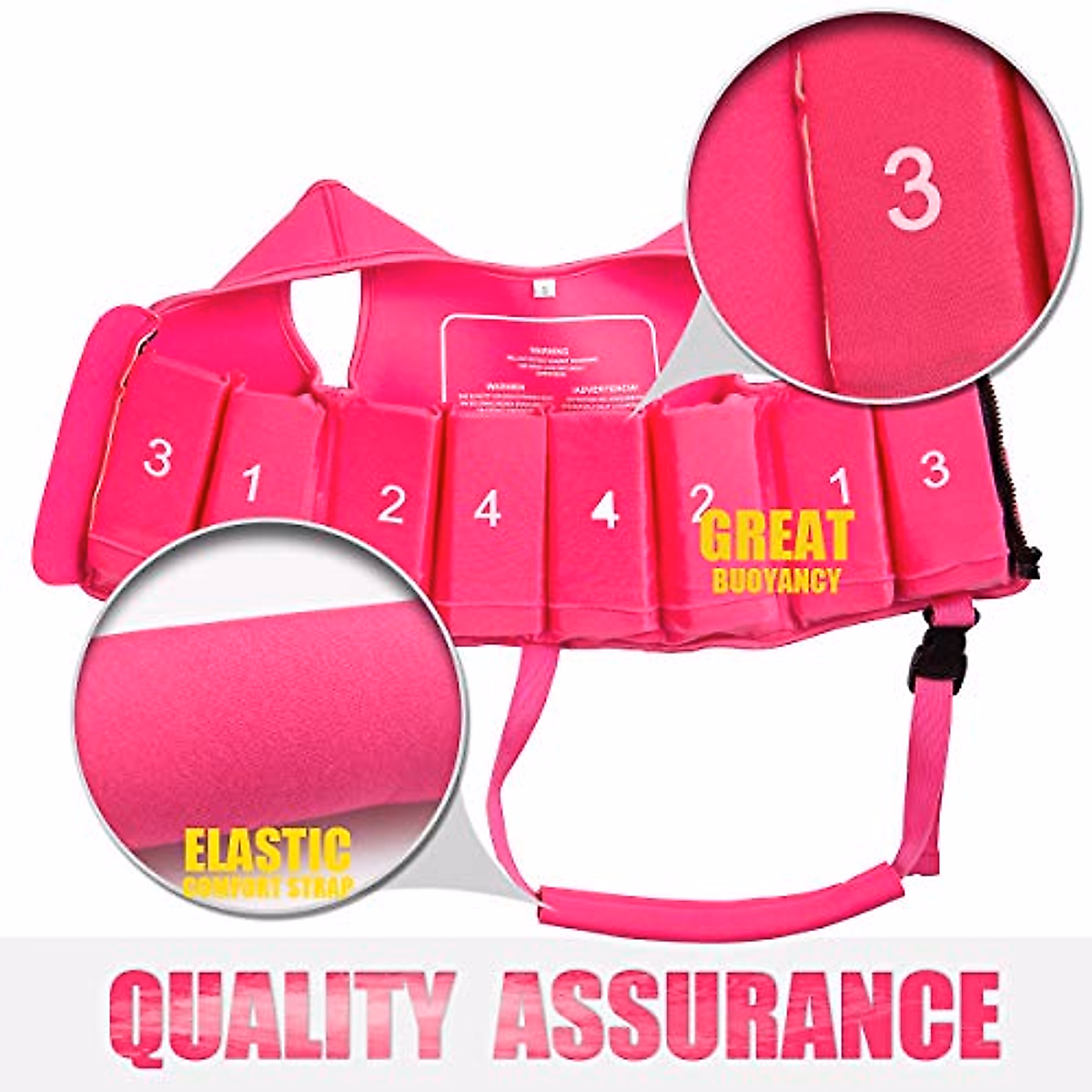 Baby Girl Swim Vest - Genwiss Toddler Swim Vest for Age 18 Months - 2 Years Baby Toddler Fit 20-28 lbs, Size Small, Pink