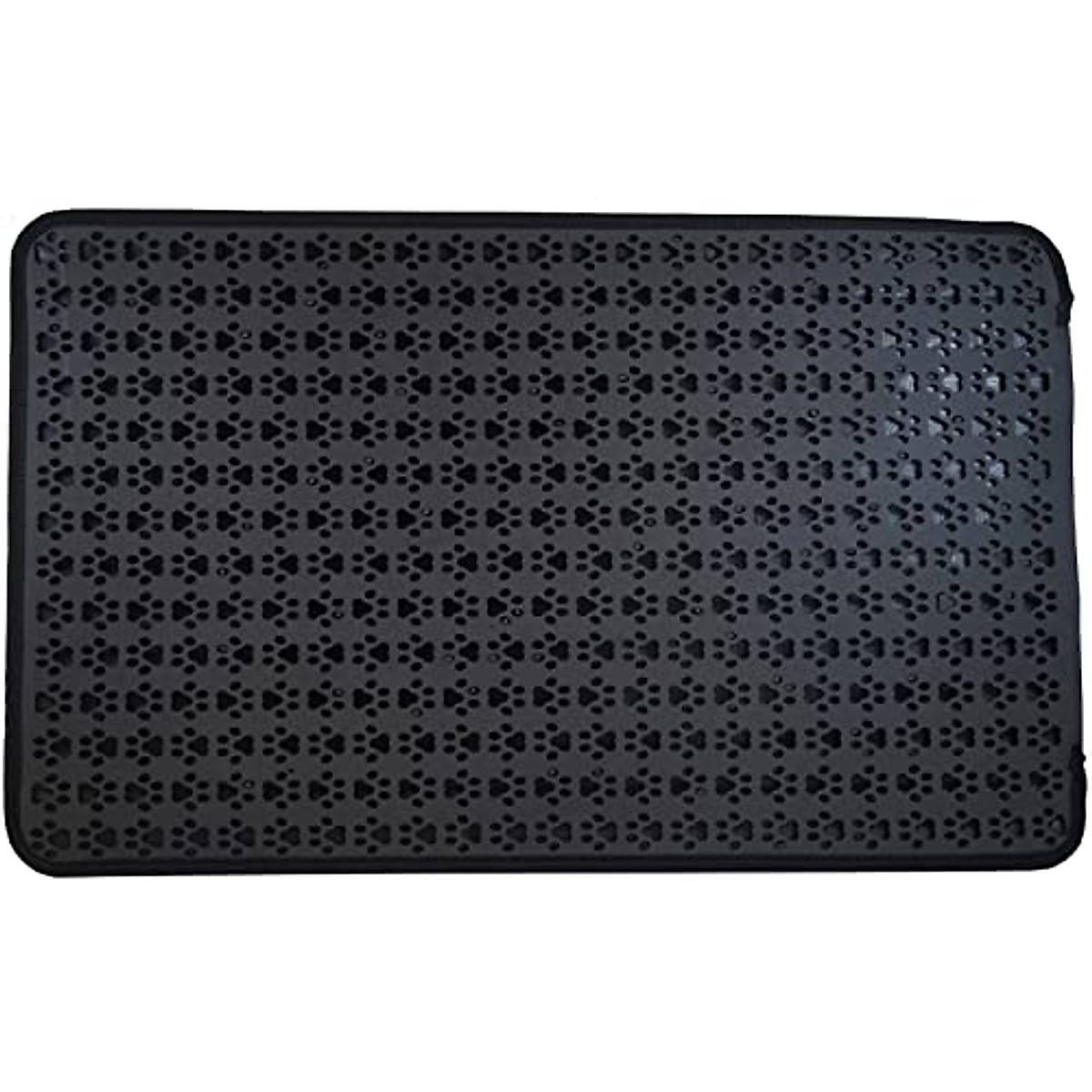 KAYOUBI Cat Litter Mat Litter Trapping Mat, Double-Layer Kitty Paw Design Mat, Waterproof, Easy to Clean, Non-Slip, Scatter Control, Sifting (Black)