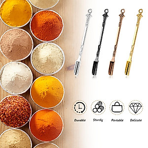 Mini Spoons Set of 4 Mini Shovel Spice Spoon Small Spoons for Spice Tiny Spoons for Powder Small Spice Spoon Mini Spatulas Spoon Small Gold, Silver, Antique Brass, Black Gray Spoons