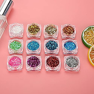 12 Colors/Set Nail Glitter Sequins, Splarkly Nail Sequins Manicure Paillettes Ultrathin Face Body Glitters DIY Decals Decoration