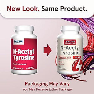 Jarrow Formulas N-Acetyl Tyrosine 350 mg, Brain Support Supplement, Dietary Supplement, Contains Vitamin B6 for Amino Acid Metabolism, 120 Capsules, 120 Day Supply