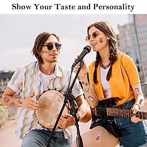 ADXCO 144 Pieces Hippie Tattoos Stickers Hippie Assorted Groovy Hippie Temporary Tattoos Waterproof Love and Peace Sign Hippie Tattoos Hippie Theme Party Tattoos for Hippie Party Favors