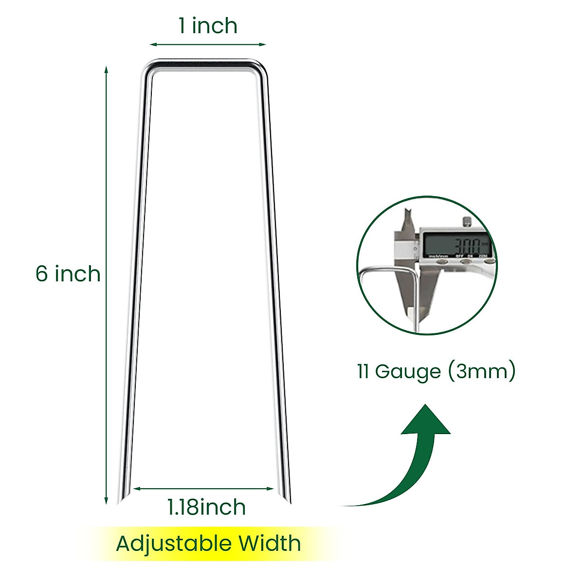 6 Inches Heavy Duty Galvanized Steel Garden Stakes Staples Securing Pegs for Securing Weed Fabric Landscape Fabric Netting Ground Sheets and Fleece, Christmas Decoration, Accessories (10, Silver)