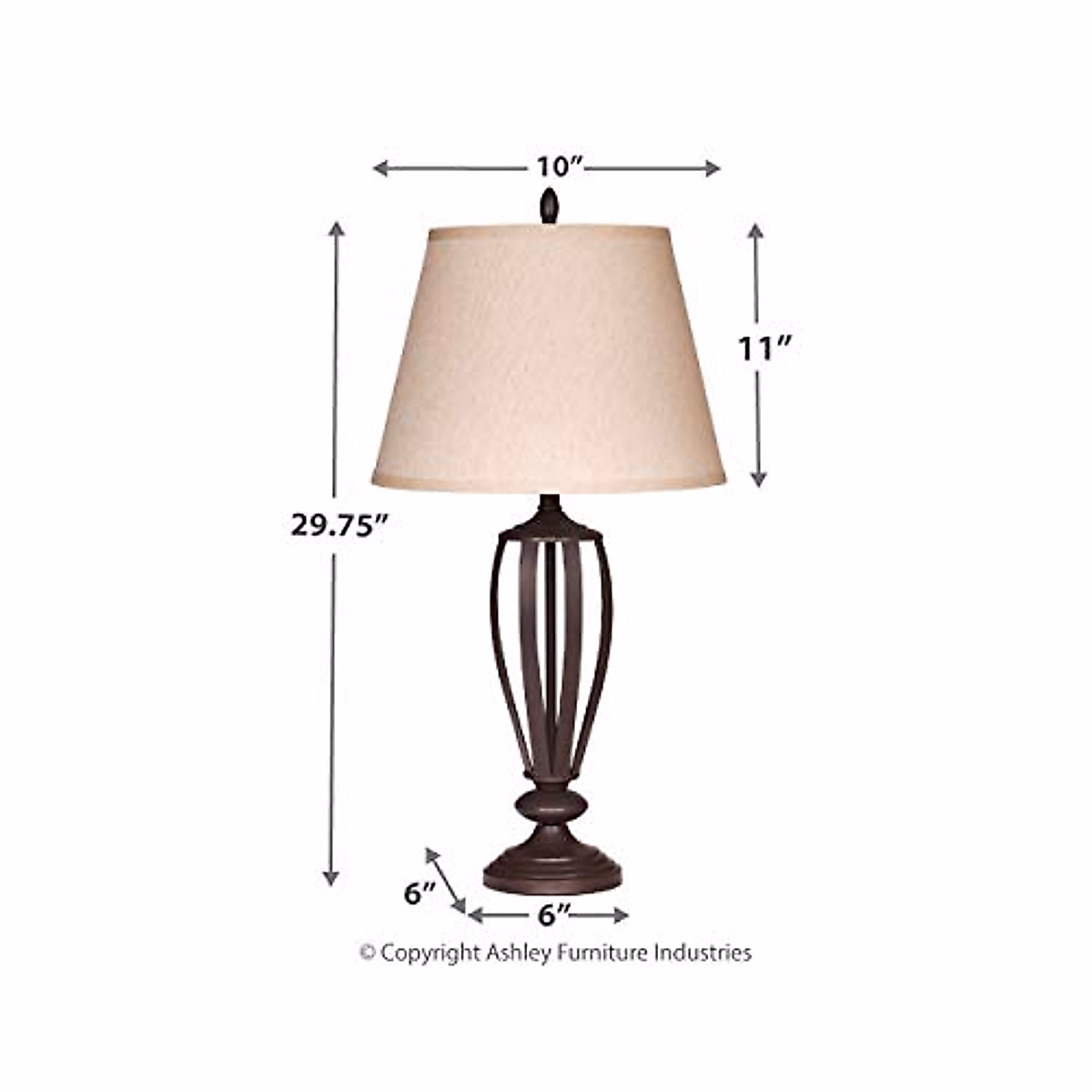 Signature Design by Ashley Mildred Modern Bronze Metal Table Lamp, 2 Count, 29.75", Almost Black