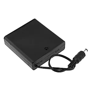 DGZZI DC 5.5x2.1mm Male Connector 4 AA Battery Case Box Holder with ON-Off Switch