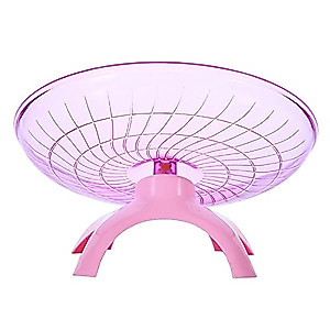3 in 1 Hamster Water Bottle + Flying Saucer Exercise Wheel for Dwarf Hamster Mouse Rat Hedgehog (Pink)