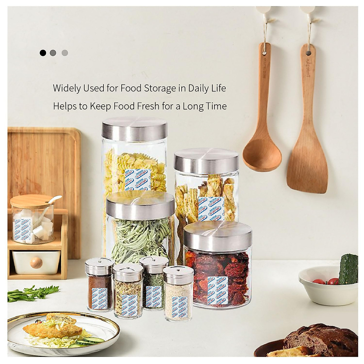 110 Packs 100CC Food Grade Oxygen Absorbers (10 Packs in Individual Vacuum Bag, 11x Packs of 10) Oxygen Absorbers for Food Storage, Oxygen Packet for Long Term Food Freshness (100CC(110-Pack))