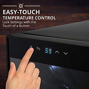 Ivation 18 Bottle Compressor Wine Cooler Refrigerator with Wi-Fi Smart App Control Cooling System | Large Freestanding Wine Cellar Fridge For Red White Champagne or Sparkling, Black Glass Door & Lock