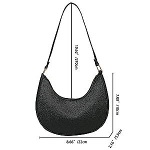 CLZOUD Ladies Fashion Solid Color Sequins Leather Shoulder Bag Metal Zipper Handbag Mini Shoulder Bag (Silver, One Size)