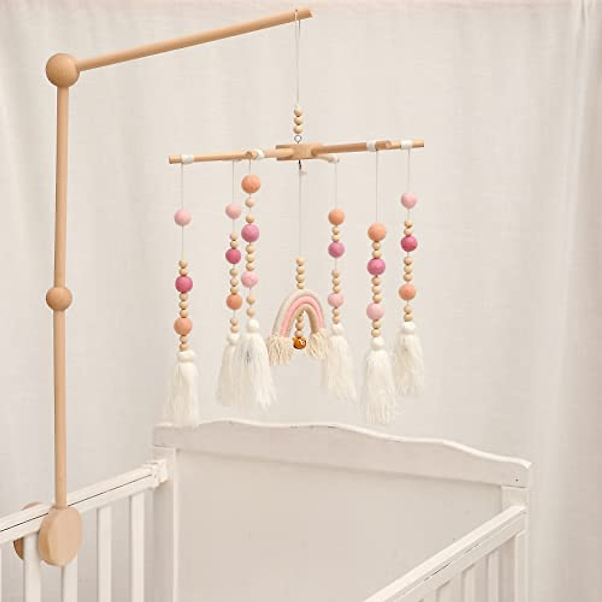 Baby Crib Mobile Holder - Wooden Mobile Arm for Crib,Crib Mobile Arm,Mobile Crib Hanger (Wooden Arm)