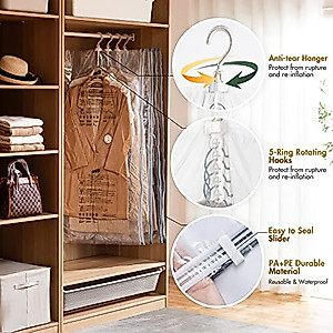 TAILI Jumbo Cube Vacuum Storage Bags 4 Pack and Hanging Vacuum Storage Bags 4 Pack, Space Saver Bags for Clothes and Bedding, Saving 80% Storage Space