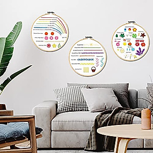 EFOBO Beginners Embroidery Stitch Practice kit, 3 Set Cross Stitch Kits to Learn 31 Different Stitches, Embroidery Kit, Easy to Follow with Instructions, Gifts for Adult Craft Lover Kid