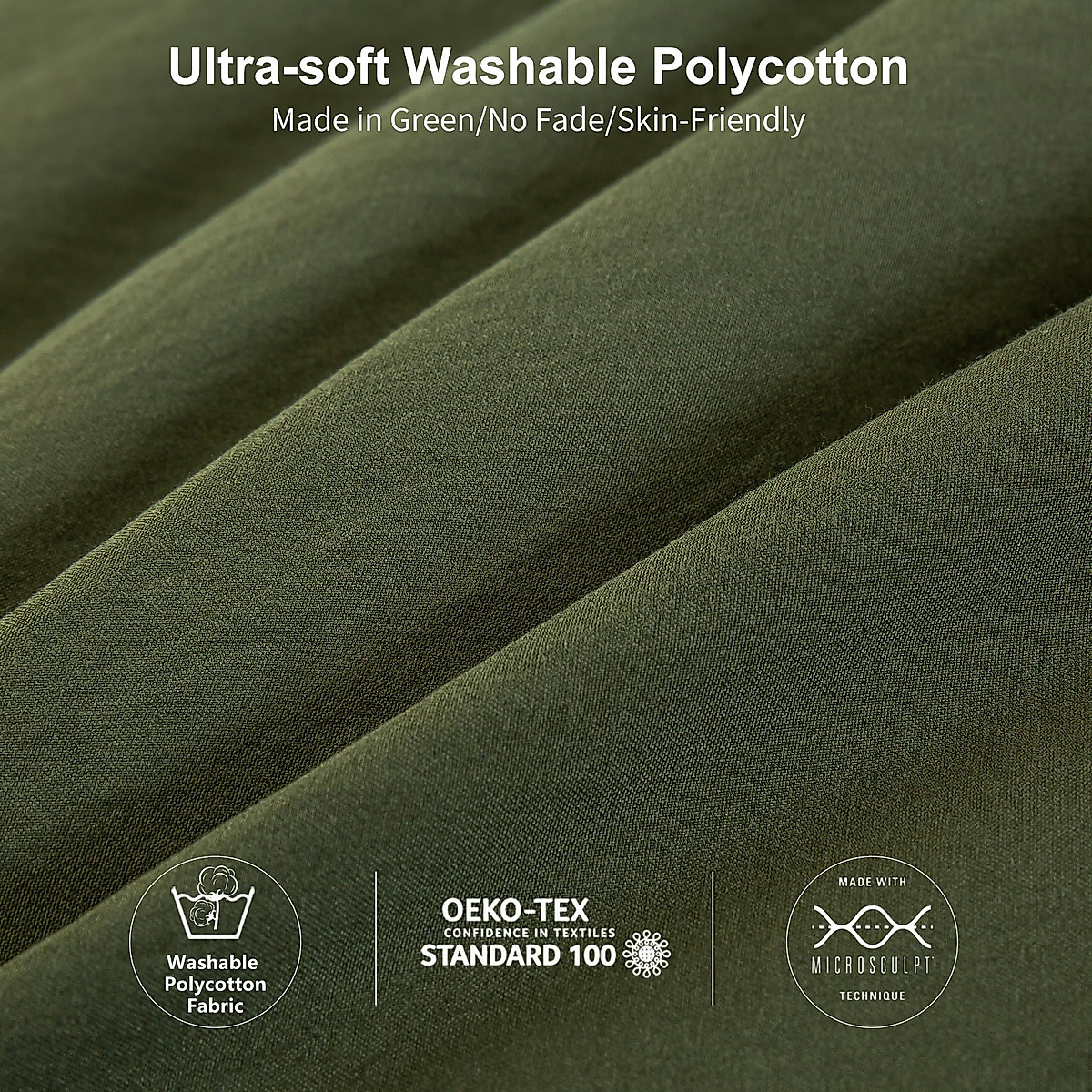 BOHOPOPM Softness Solid Olive Green Twin/Twin XL Bed Comforter Set - Lightweight Cozy Modern Polycotton Bed Blanket for Kid Teen Children All Season Use - 1 Down Alternative Comforter & 1 Pillowcase