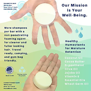 SpiraLeaf Shampoo Bar & Conditioner Bar Set, PEPPERMINT Pure Essential Oils, Light Scent, Limited Ingredients, Concentrated Formula, Made USA, Zero Waste, Color-Fragrance Free, Travel Ready