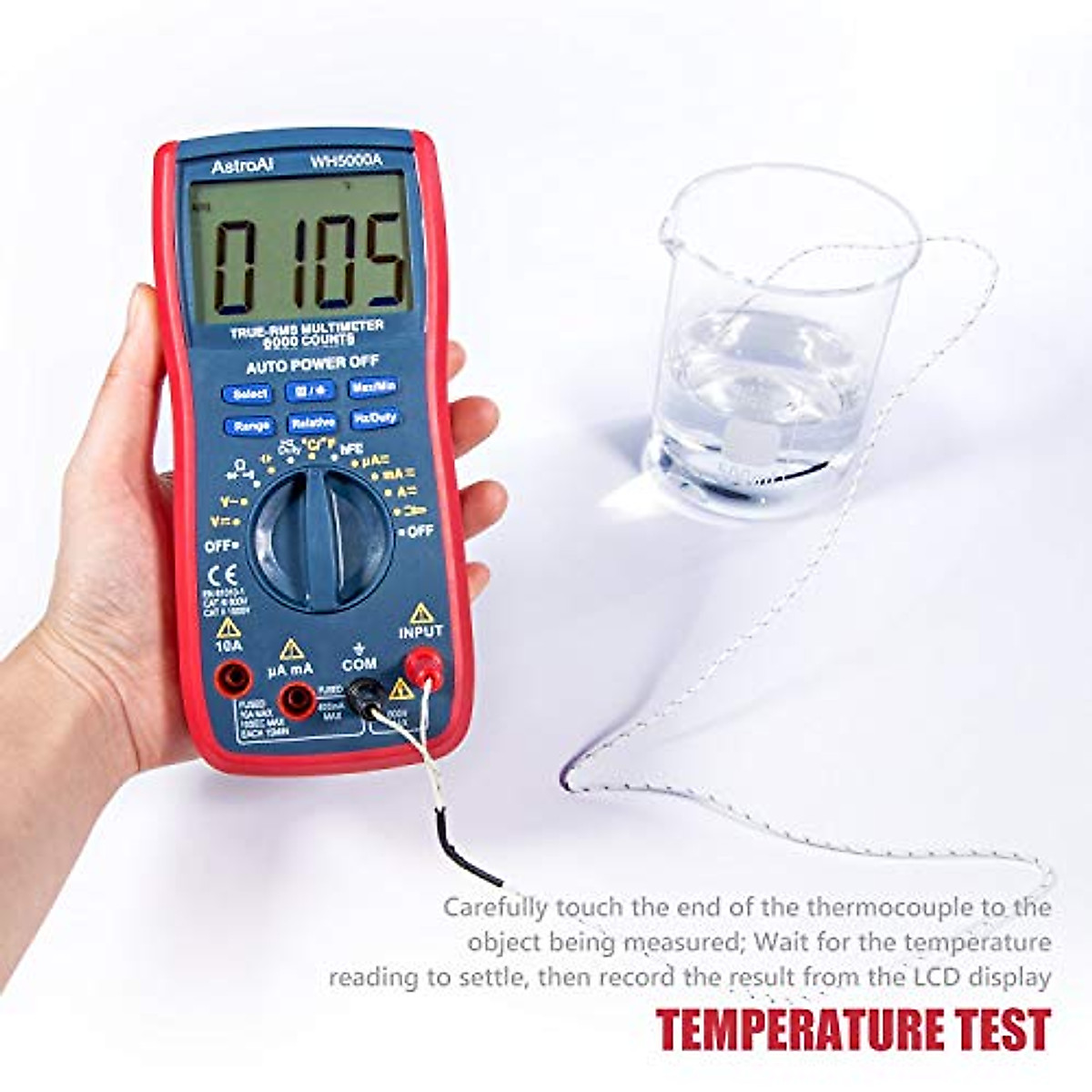 AstroAI Digital Multimeter, TRMS 6000 Counts Volt Meter Manual and Auto Ranging; Measures Voltage Tester, Current, Resistance, Continuity, Frequency; Tests Diodes, Transistors (Renewed)