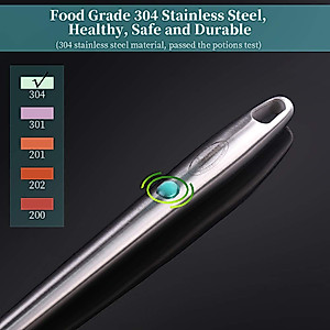 Newness Fat Separator, Durable 304 Stainless Steel Gravy Separator Skimmer with Vacuum Ergonomic Round Handle, Kitchen Cooking Fat Remover Strainer Spoon for Soups, Sauces, Stews and More, 13.5 Inches