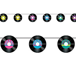 1950's Oldies Theme Sock Hop Birthday Party Supplies Decorations Records Banner Door Cover Soda Shop Whirls Set Kit Bundle