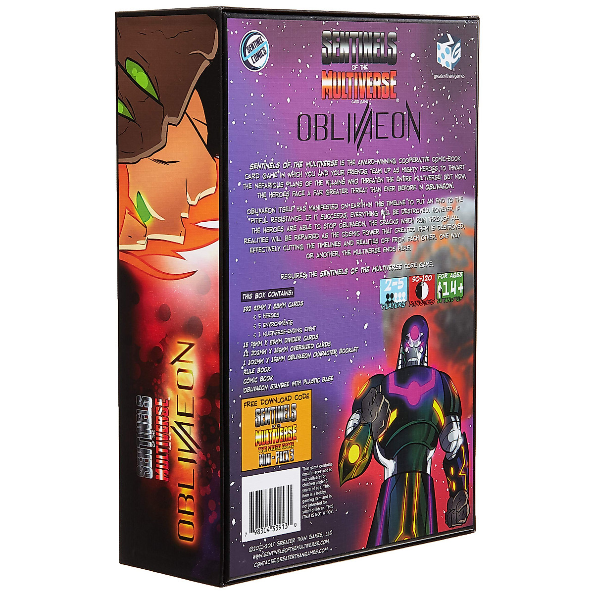 Greater Than Games | Sentinels of The Multiverse: Oblivaeon (Enhanced Edition) | Cooperative Strategy Board Game | 2 to 5 Players | 45 Minutes | Ages 14+