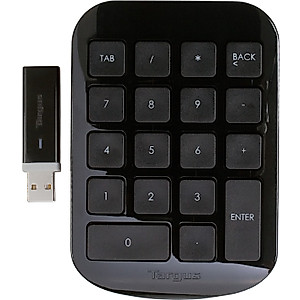Targus Wireless Numeric Keypad, Black - Nano USB Receiver, Full-Size Keys for Increased Accuracy, Battery Life Indicator - Supports Windows, macOS, and Chromebook (AKP11US)