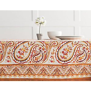 Maison d' Hermine Tablecloth 100% Cotton 70"x108" Washable Rectangle Table Cover Decorative Tablecloths, Dining, Buffet Party & Camping, Palatial Paisley - Thanksgiving/Christmas