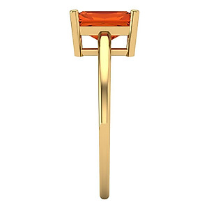 Clara Pucci 2.0 ct Emerald Cut Solitaire Red Simulated Diamond Engagement Bridal Promise Anniversary Ring 18K Yellow Gold Size 10