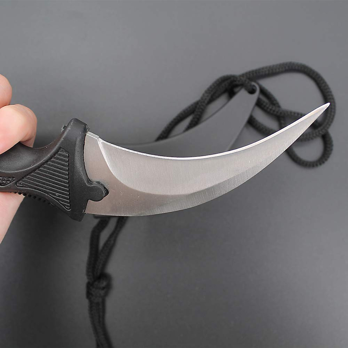 WeTop Karambit Knife, CS-GO for Hunting Camping Fishing and Field Survival, Stainless Steel Fixed Blade Tactical Knife with Sheath and Cord (Silver).