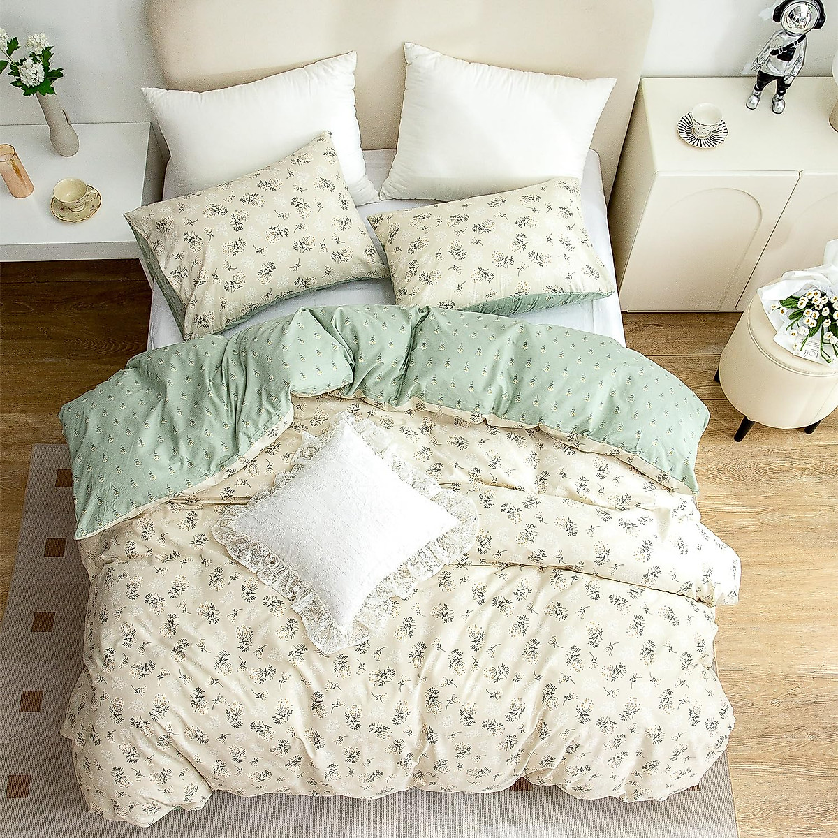 JETAYU Floarl Duvet Cover Twin, Luxury Microfiber Floarl Bedding Set Twin, 3 Pieces Twin Duvet Covers Floral, 1 Duvet Cover and 2 Pillowcases with Zipper Closure, Breathable Easy Care (Floarl, Twin)