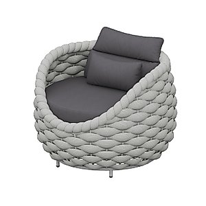 ercimi Aluminum Patio Sofa Outdoor&Indoor Single Sofa,All-Weather Wove Patio Chair, Single Armchair Patio Seating with Soft Cushion for Balcony Garden