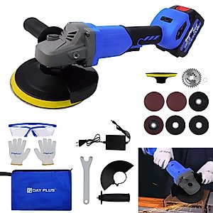 Cordless Angle Grinder,Electric Angle Grinder Set with 21V Battery,Charger,10000 RPM Brushless Motor with Cutting & Grinding Wheels,Flap Discs,2-Position Handle Angle Grinder Tool Kit for Metal Wood