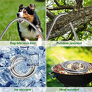 Flantor Garden Hose 304 Stainless Steel Water Hose, 75ft Heavy Duty Metal Garden Hose Expandable Leak and Fray Resistant Design Garden Hose with 8-Pattern Spray Nozzle Collapsible Hose (75ft)