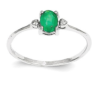 IceCarats 14K White Gold Diamond Green Emerald Ring Gemstone Band April May Birthstone Jewelry Size 6