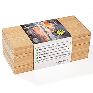 12 Pack Cedar Grilling Planks with Thicker (4/10”) & Larger (12”x 6”) Size. Add Extra Flavor and Smoke to Salmon - BBQ China Incense Cedar Planks for Grilling Salmon, Fish, Steak and Veggies.