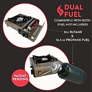 Gas One GS-3400P Propane or Butane Stove Dual Fuel Stove Portable Camping Stove - Patent Pending - with Carrying Case Great for Emergency Preparedness Kit